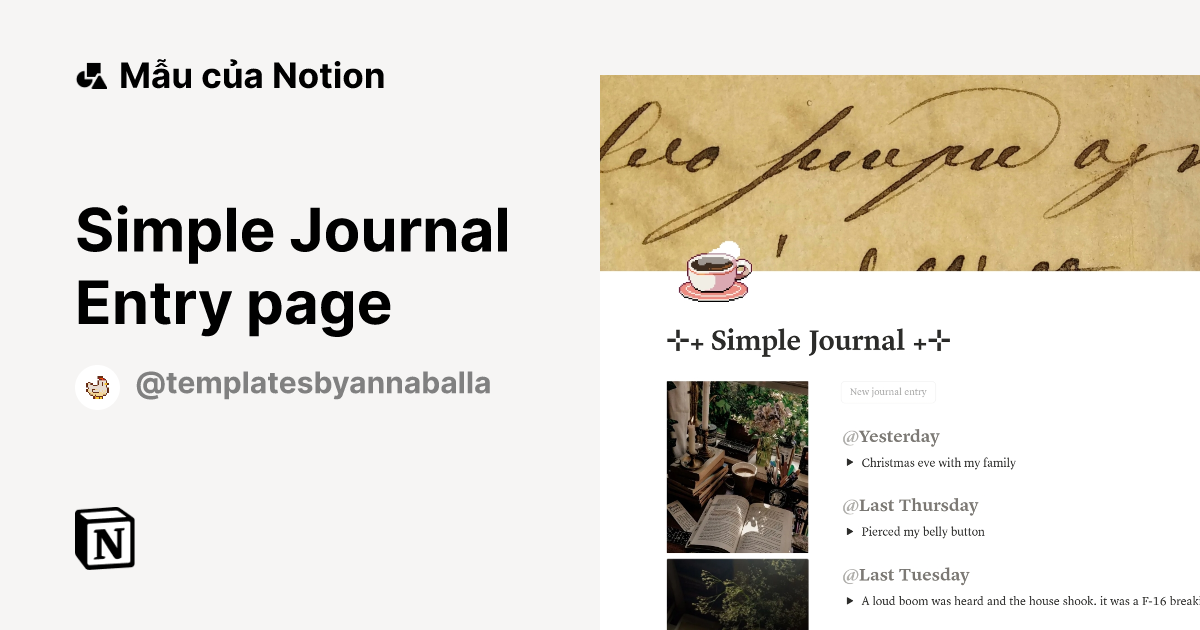 Simple Journal Entry page Mẫu do Annaballa's templates tạo | Thị trường ...