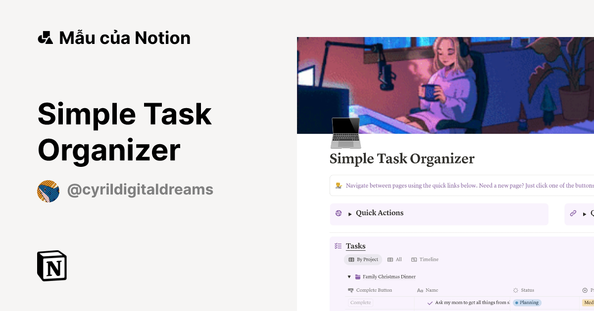 Simple Task Organizer Mẫu do Cyril | Digital Dreams ☁️💫 tạo | Thị ...