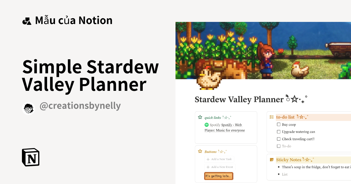 Simple Stardew Valley Planner Mẫu do Creations by Nelly tạo | Thị ...