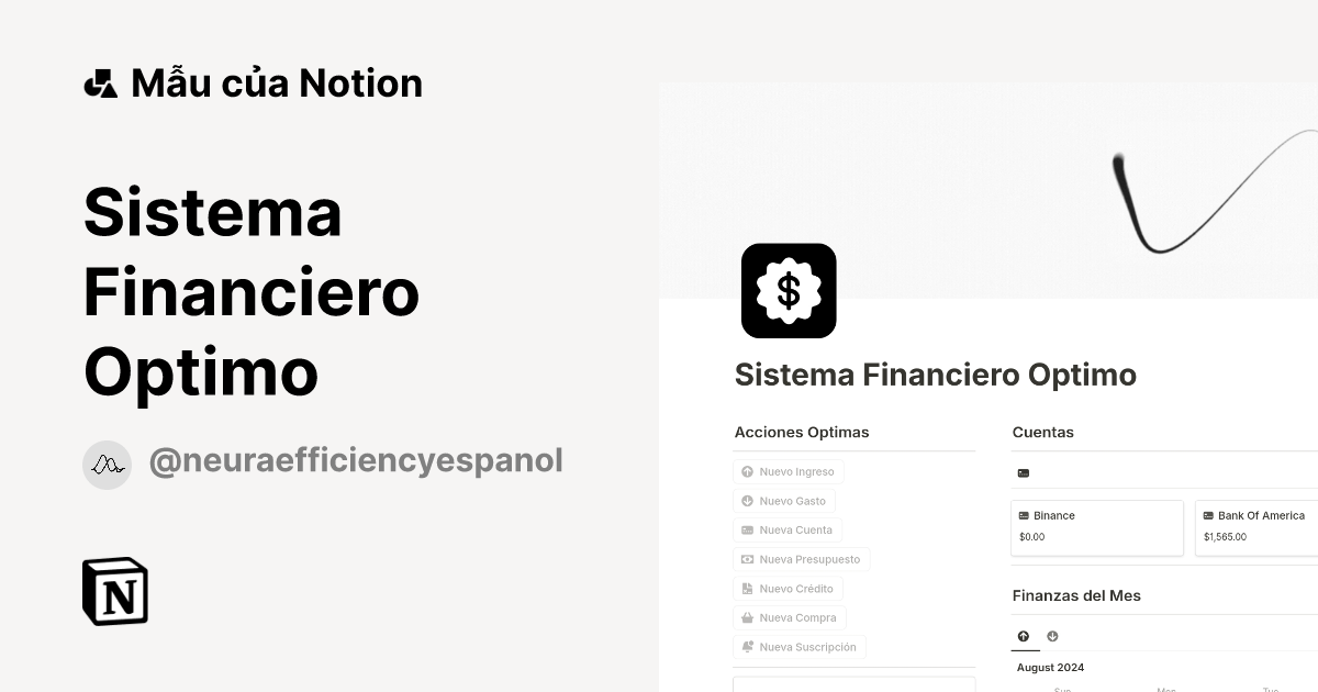 Mẫu Sistema Financiero Optimo | Thị trường Notion