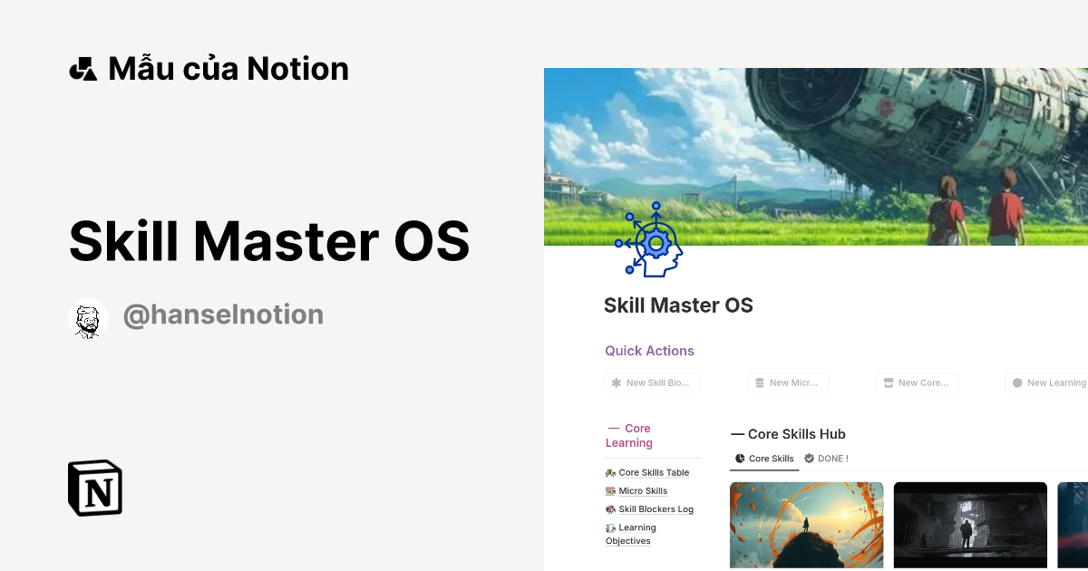 Mẫu Skill Master OS | Thị trường Notion