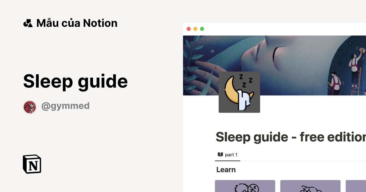 Mẫu Sleep guide | Thị trường Notion