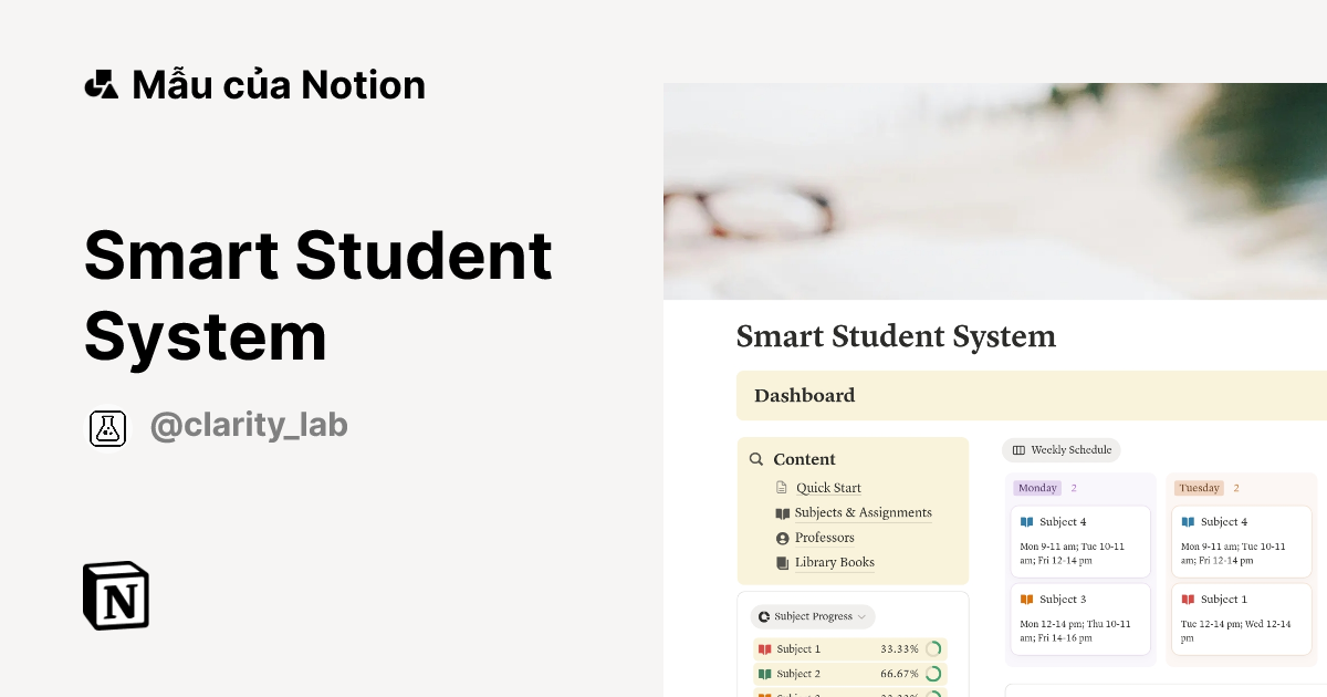 Mẫu Smart Student System | Thị trường Notion