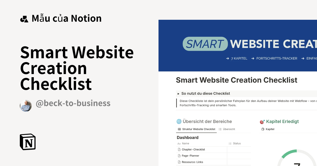 Mẫu Smart Website Creation Checklist | Thị trường Notion