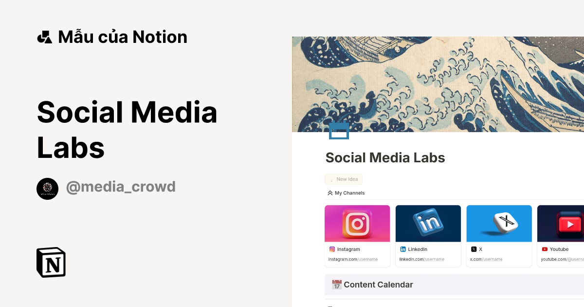Mẫu Social Media Labs | Thị trường Notion