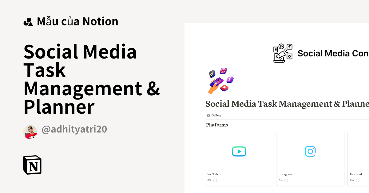Social Media Task Management & Planner Mẫu do Adhitya Tri Arifianto tạo ...