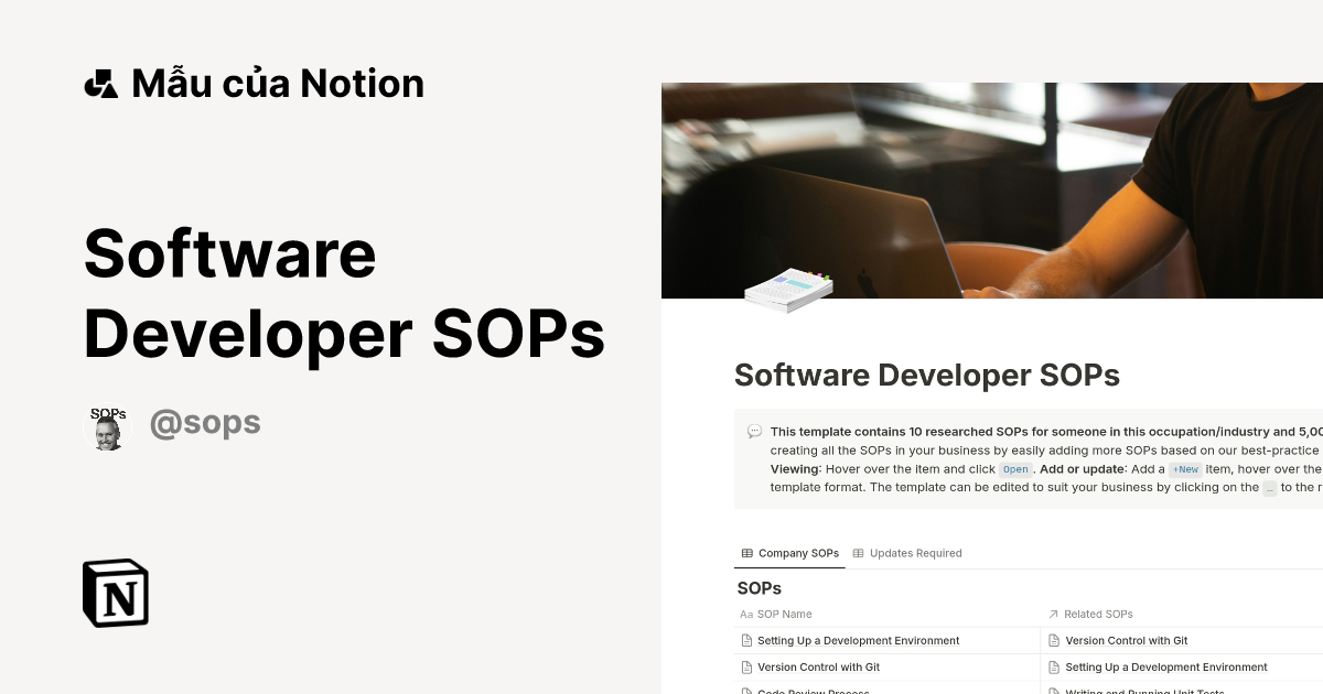 Mẫu Software Developer SOPs | Thị trường Notion