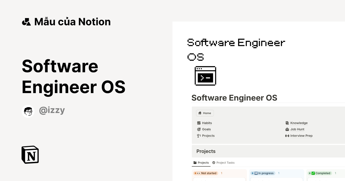 Software Engineer OS Mẫu do Izzy tạo | Thị trường Notion
