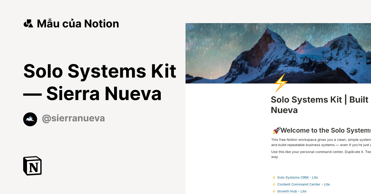 Solo Systems Kit — Sierra Nueva Mẫu do Sierra Nueva tạo | Thị trường Notion