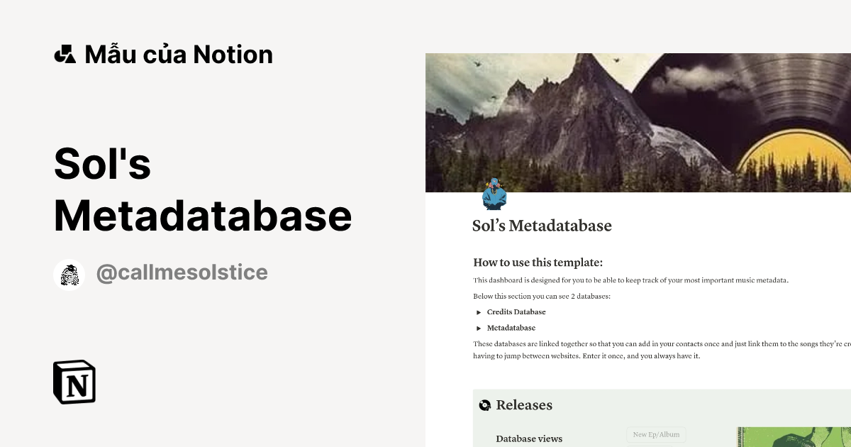Mẫu Sol's Metadatabase | Thị trường Notion
