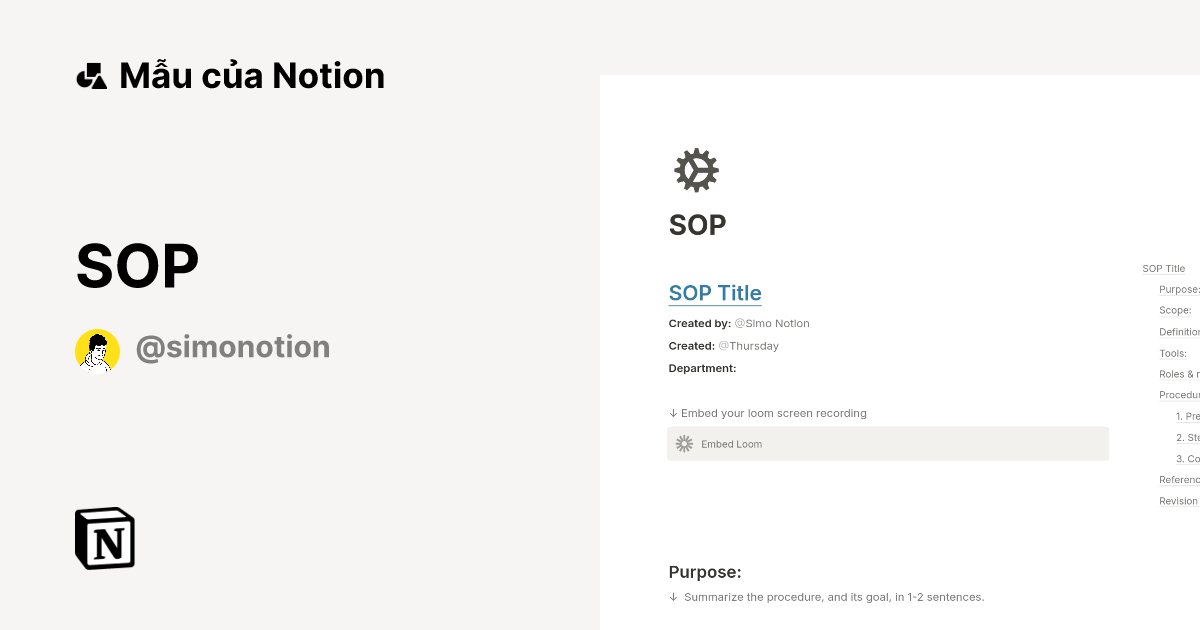Mẫu SOP | Thị trường Notion