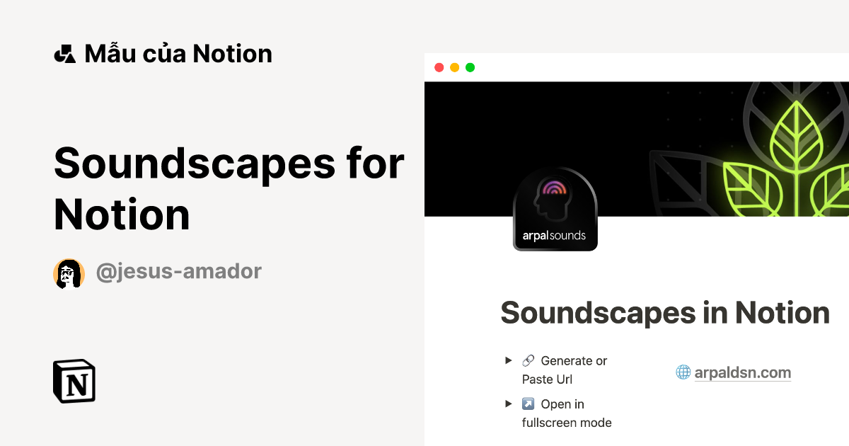 Soundscapes for Notion Mẫu do Jesus Amador tạo | Thị trường Notion