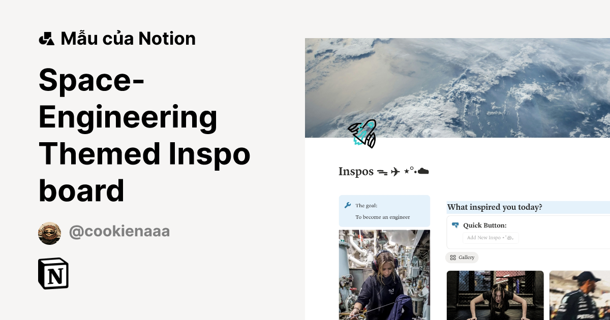 Mẫu Space-Engineering Themed Inspo board | Thị trường Notion