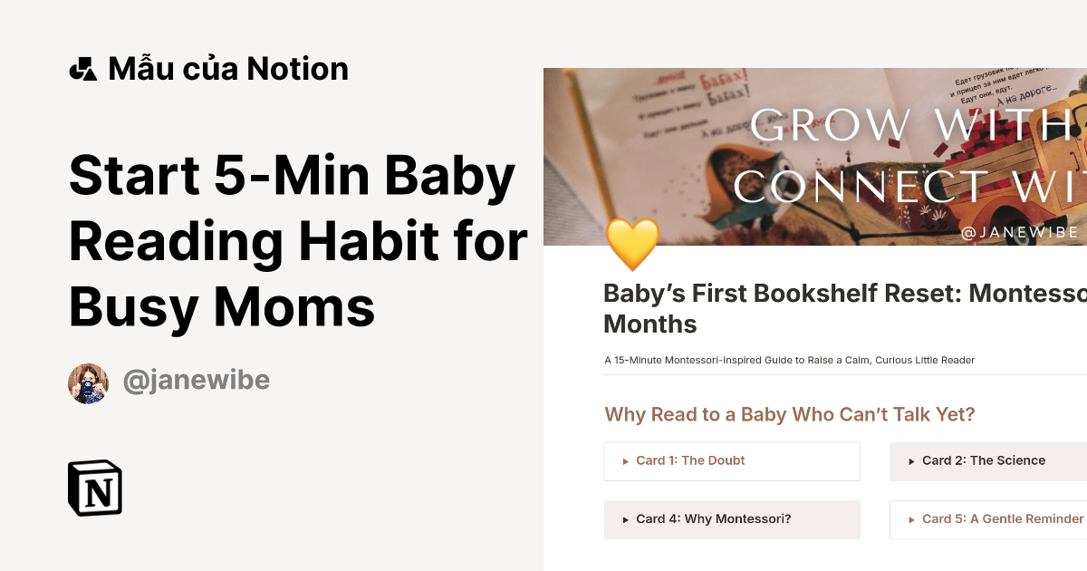 Mẫu Start 5-Min Baby Reading Habit for Busy Moms | Thị trường Notion