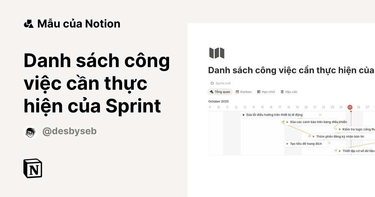 Sprint Backlog Mẫu do desbyseb tạo | Thị trường Notion