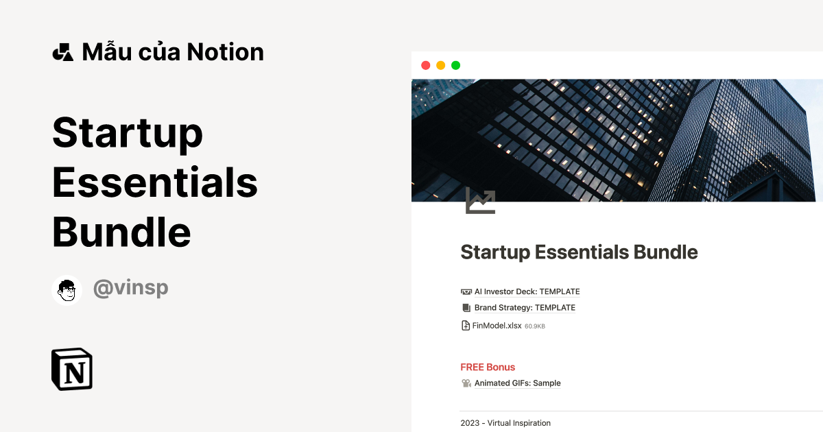 Mẫu Startup Essentials Bundle | Thị trường Notion