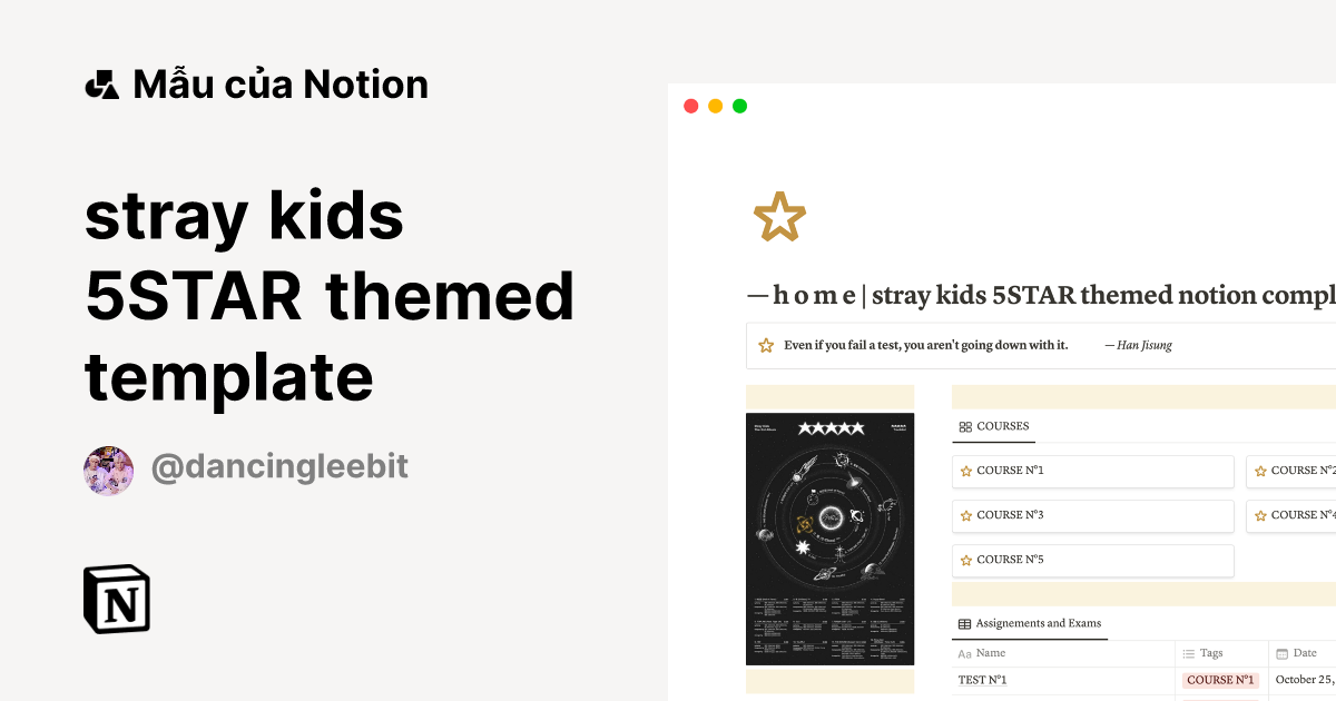 Mẫu stray kids 5STAR themed template | Thị trường Notion