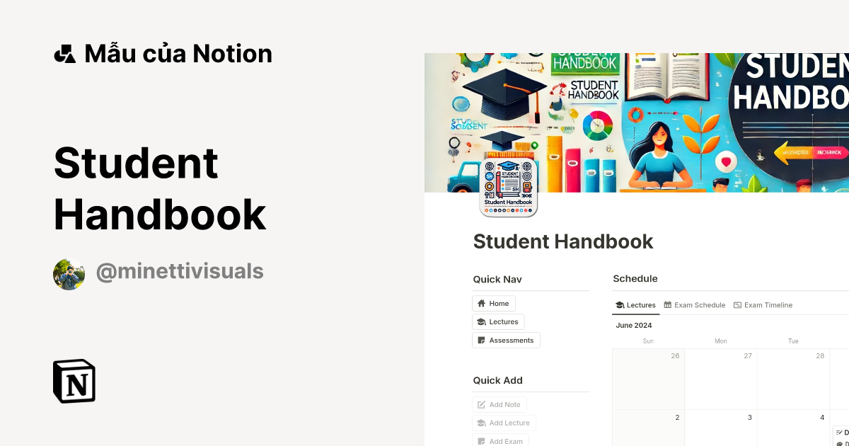 Student Handbook Mẫu do Hugo Minetti Visuals tạo | Thị trường Notion