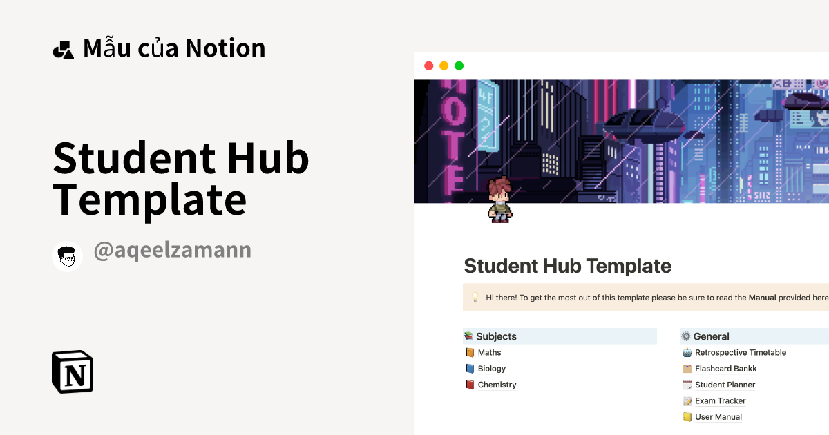 Mẫu Student Hub Template | Thị trường Notion