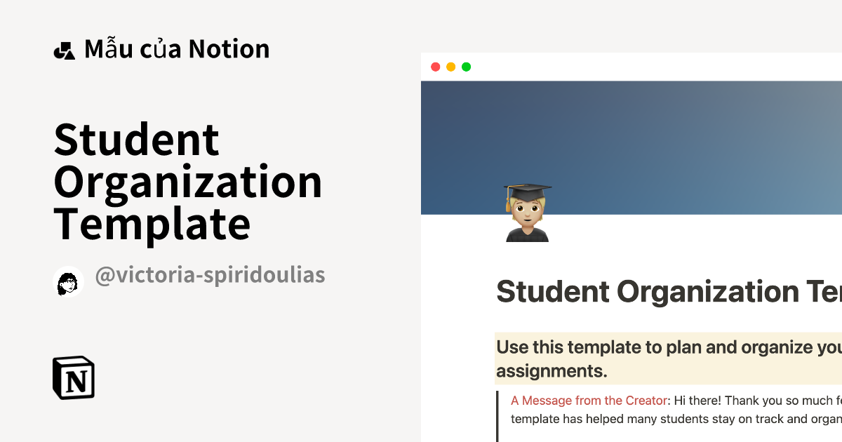 Mẫu Student Organization Template | Thị trường Notion