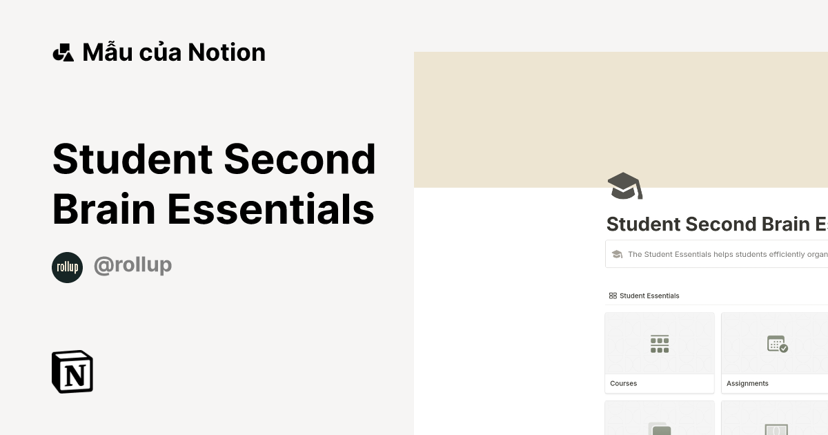 Mẫu Student Second Brain Essentials | Thị trường Notion