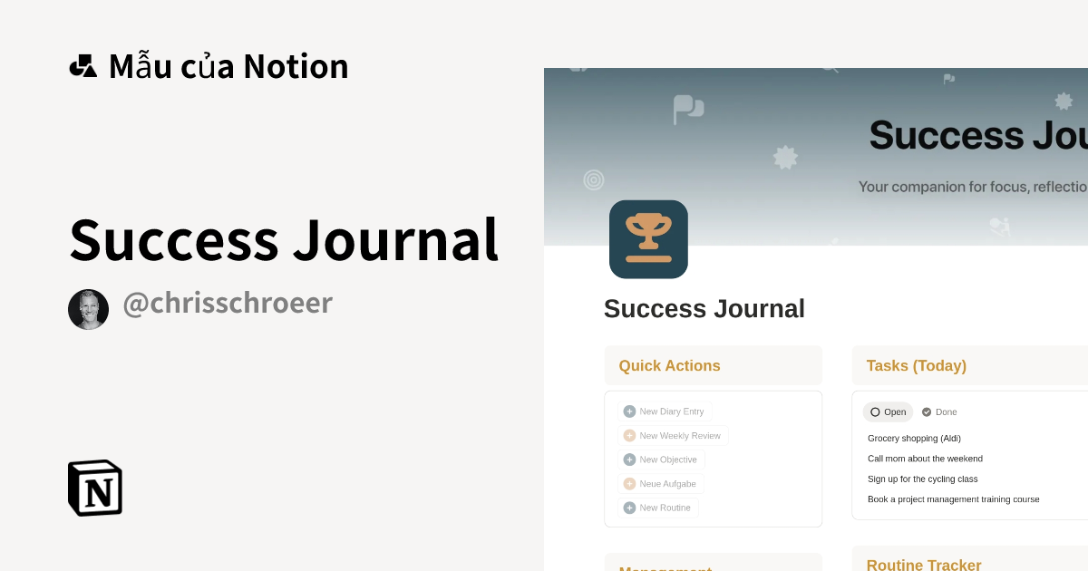 Success Journal Mẫu do Chris Schröer tạo | Thị trường Notion