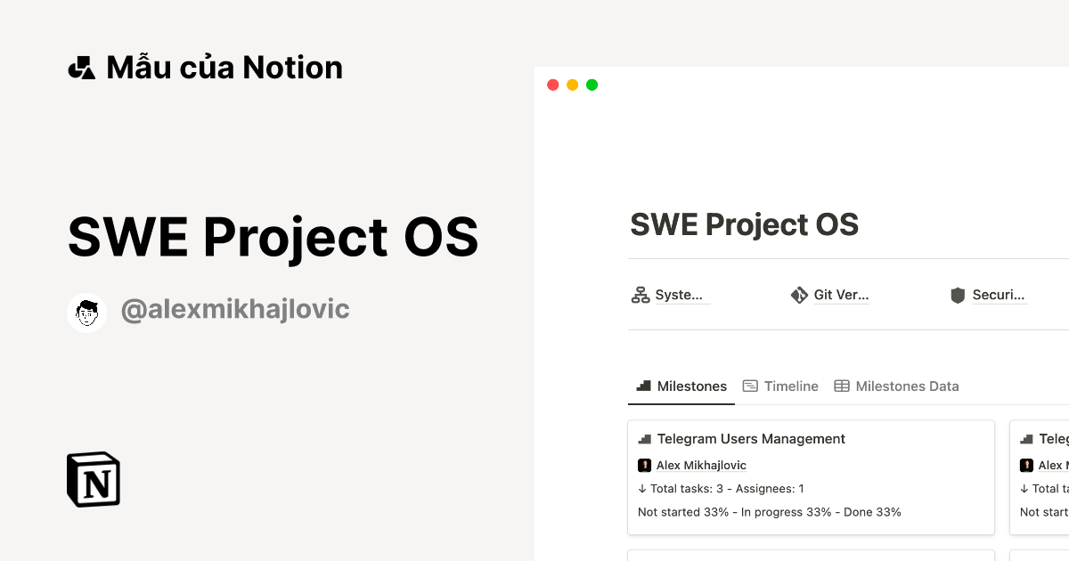 Mẫu SWE Project OS | Thị trường Notion