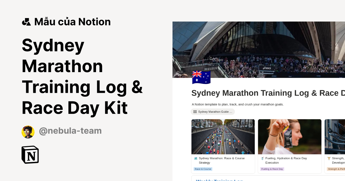 Sydney Marathon Training Log & Race Day Kit Mẫu do Nebula tạo | Thị ...