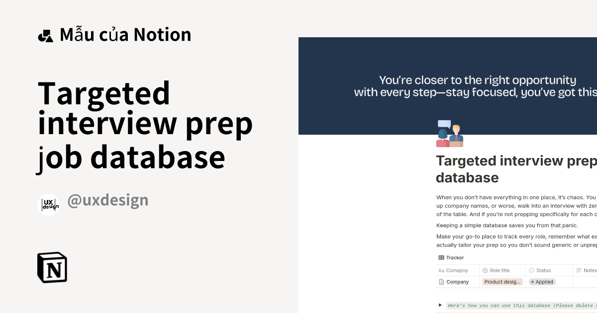 Mẫu Targeted interview prep job database | Thị trường Notion