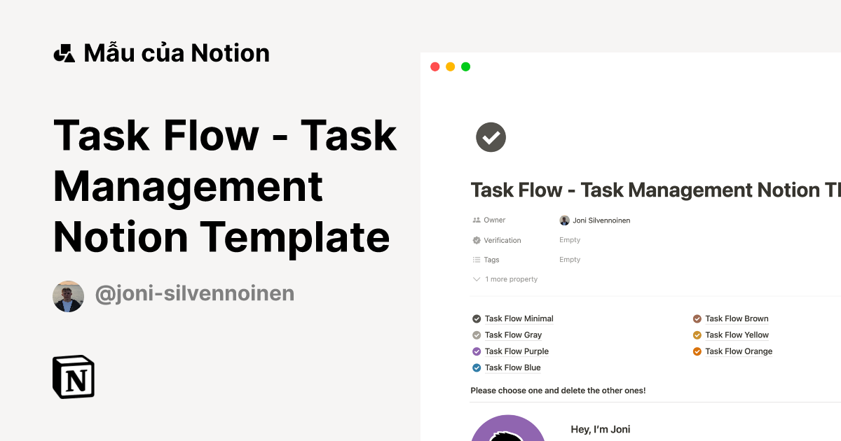 Task Flow - Task Management Notion Template Mẫu do Joni Silvennoinen tạo | Thị trường Notion