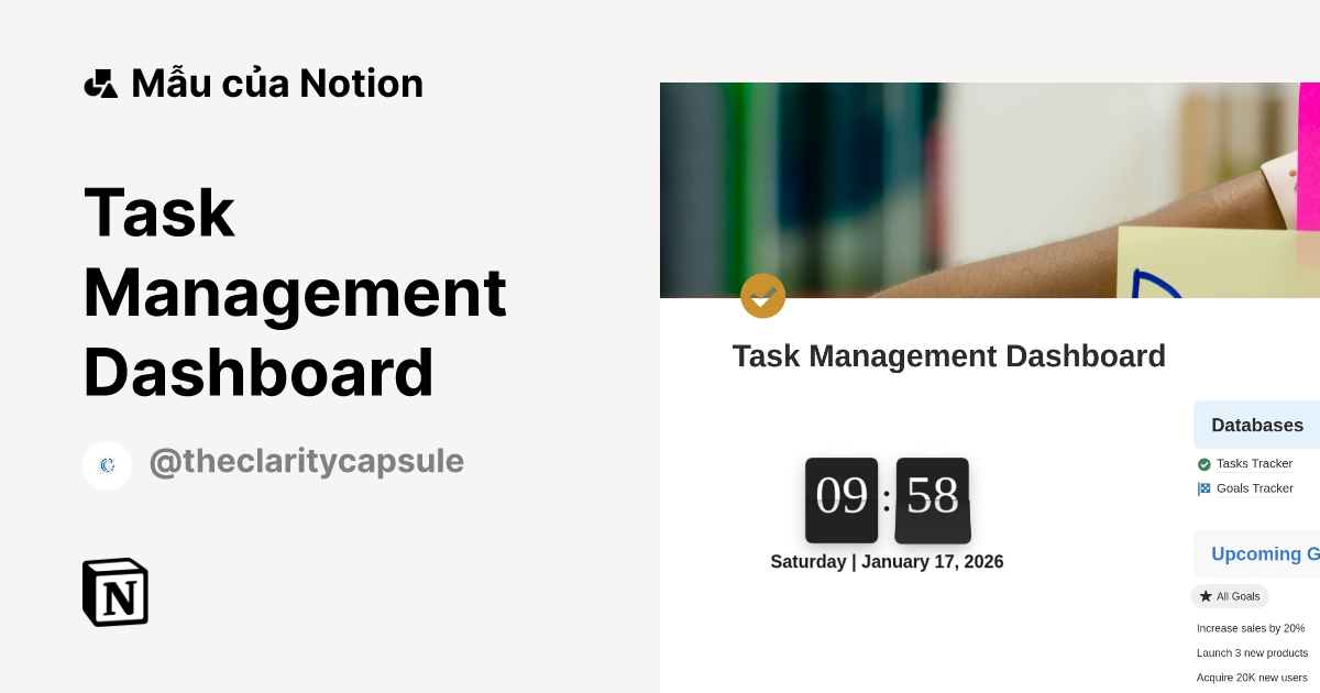 Task Management Dashboard Mẫu do Emmanuel Ogwuma tạo | Thị trường Notion