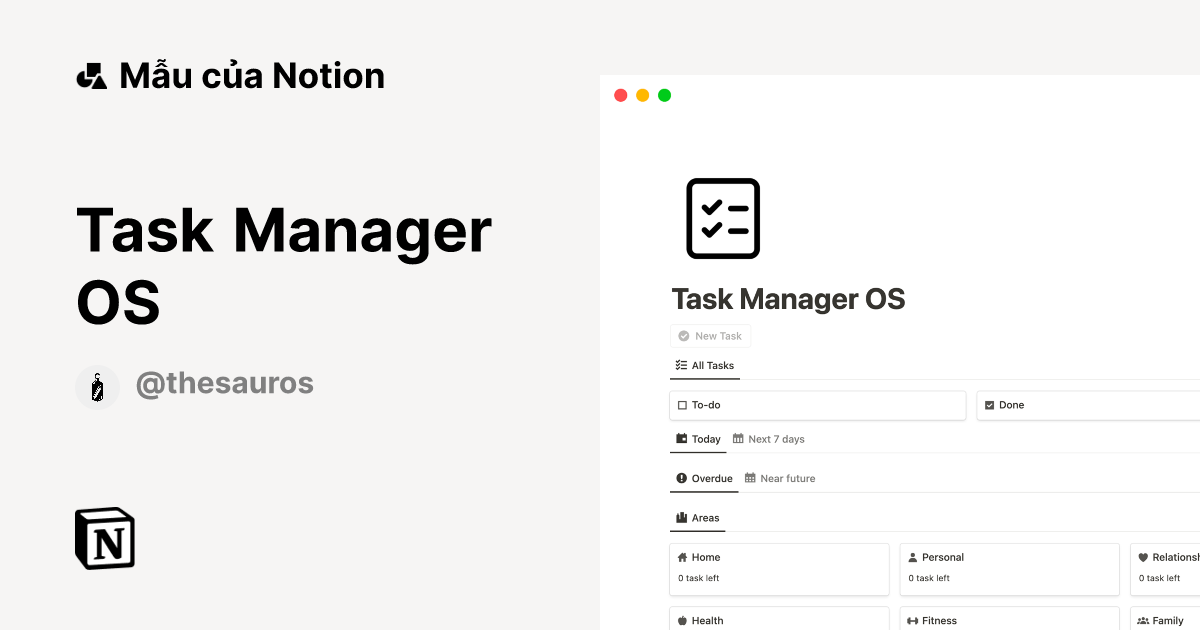 Mẫu Task Manager OS | Thị trường Notion