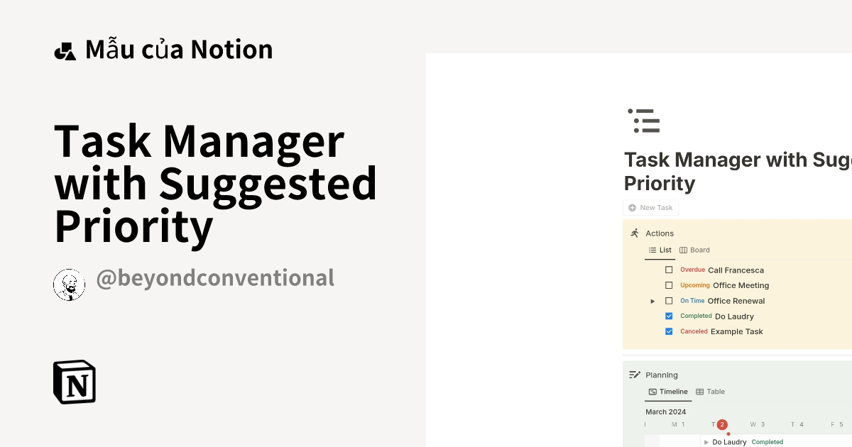 Task Manager with Suggested Priority Mẫu do BeyondConventional tạo ...