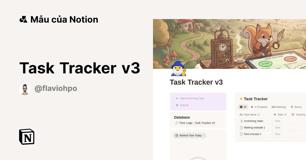 Task Tracker v3 Mẫu do F.Tools tạo | Thị trường Notion