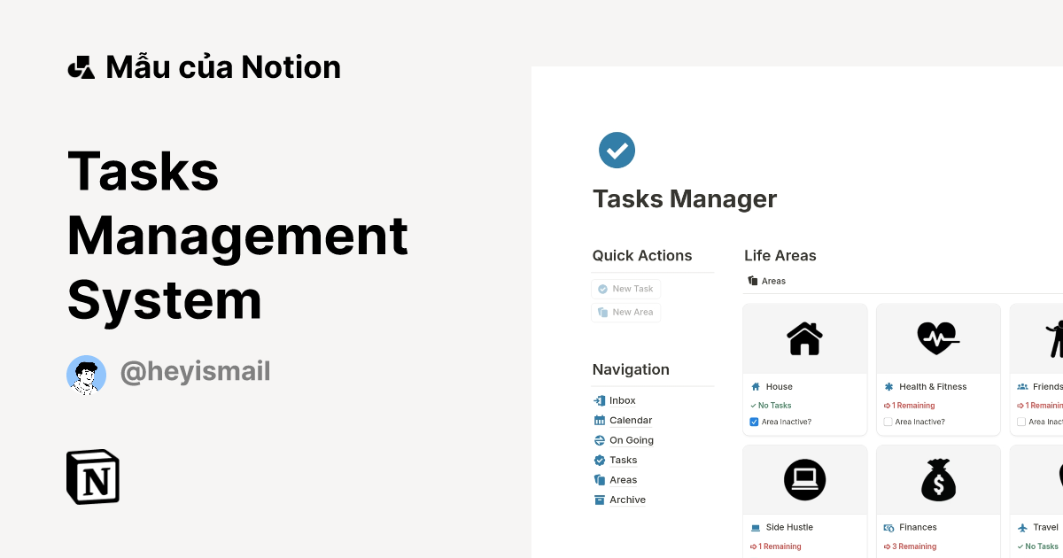 Tasks Management System Mẫu do heyismail tạo | Thị trường Notion