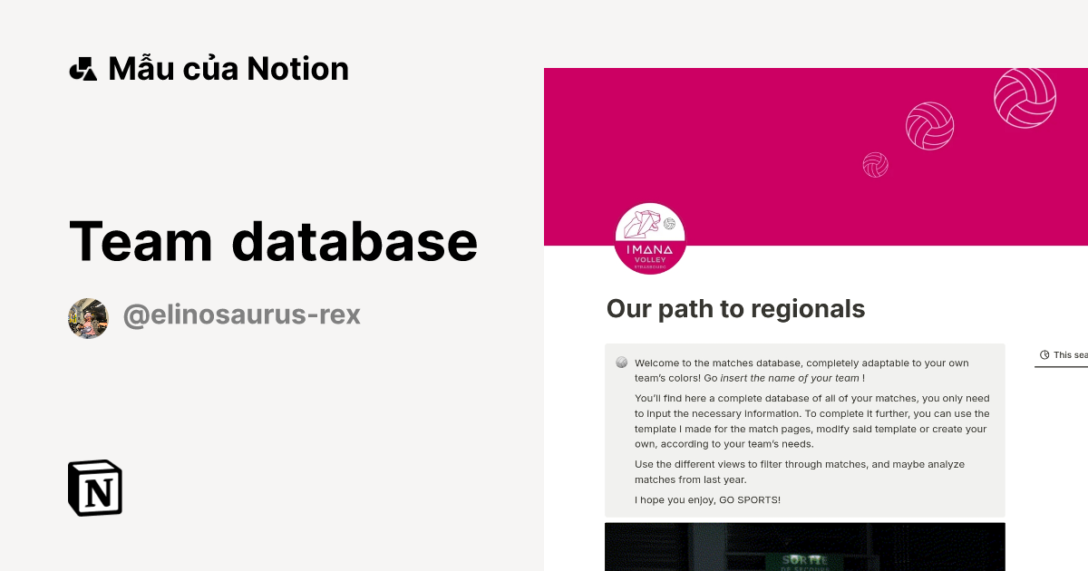 Mẫu Team database | Thị trường Notion