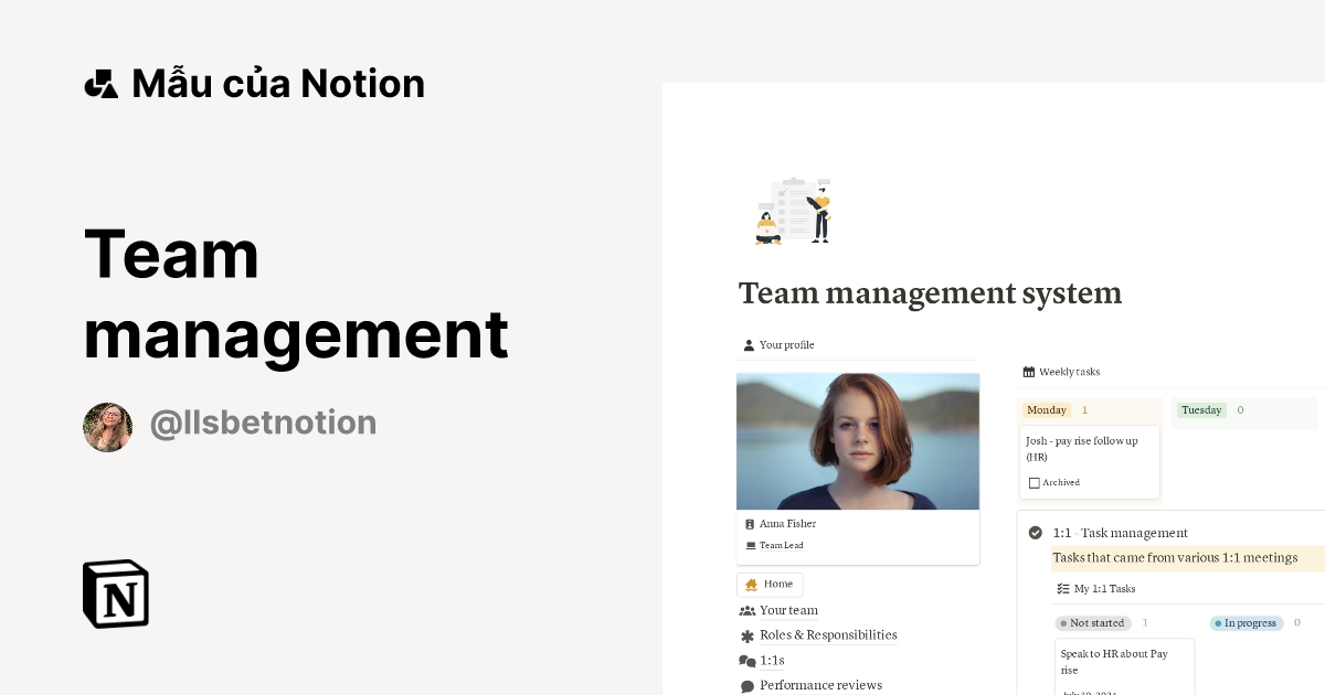 Mẫu Team management | Thị trường Notion