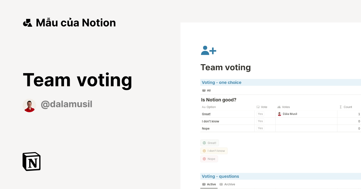 Mẫu Team voting | Thị trường Notion