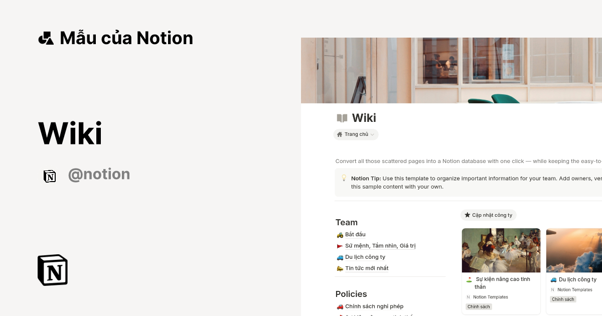 Wiki Mẫu do Notion tạo | Thị trường Notion