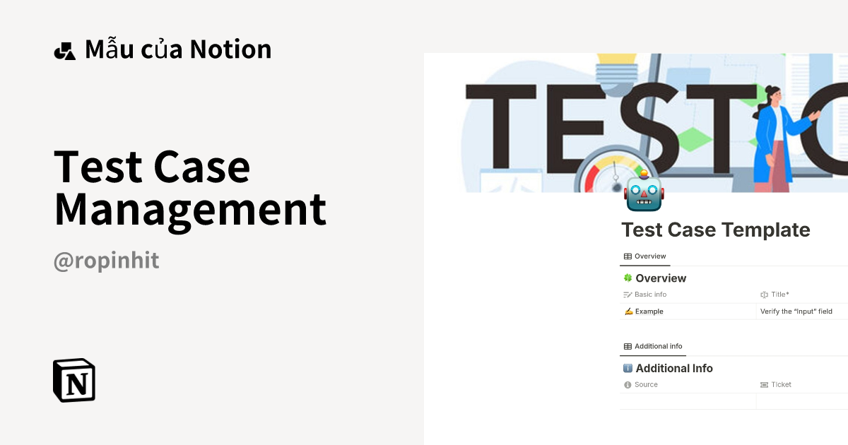 Mẫu Test Case Management | Thị trường Notion