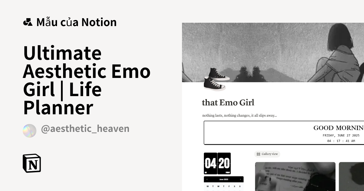 Ultimate Aesthetic Emo Girl | Life Planner Mẫu do aesthetic heaven tạo ...