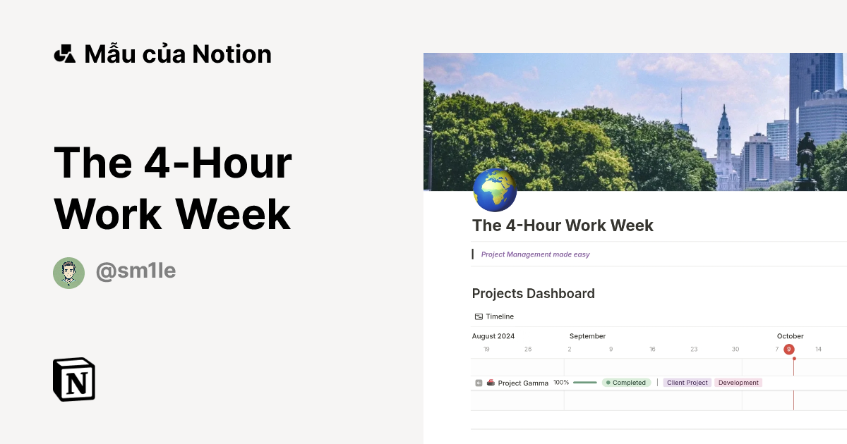 Mẫu The 4-Hour Work Week | Thị trường Notion