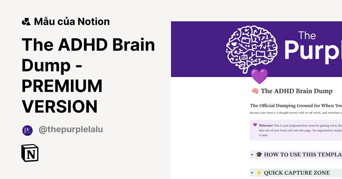 The ADHD Brain Dump - PREMIUM VERSION Mẫu do The PurpleLalu tạo | Thị ...