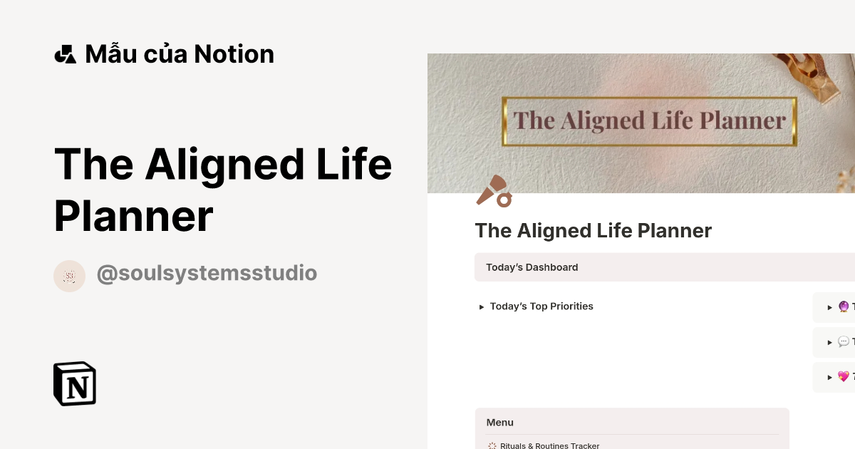 Mẫu The Aligned Life Planner | Thị trường Notion