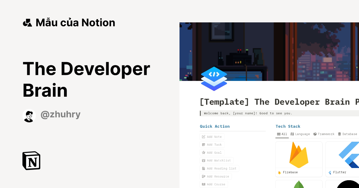 The Developer Brain Mẫu do Zhuhry tạo | Thị trường Notion