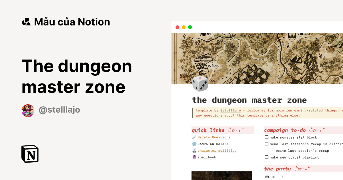 Mẫu The dungeon master zone | Thị trường Notion