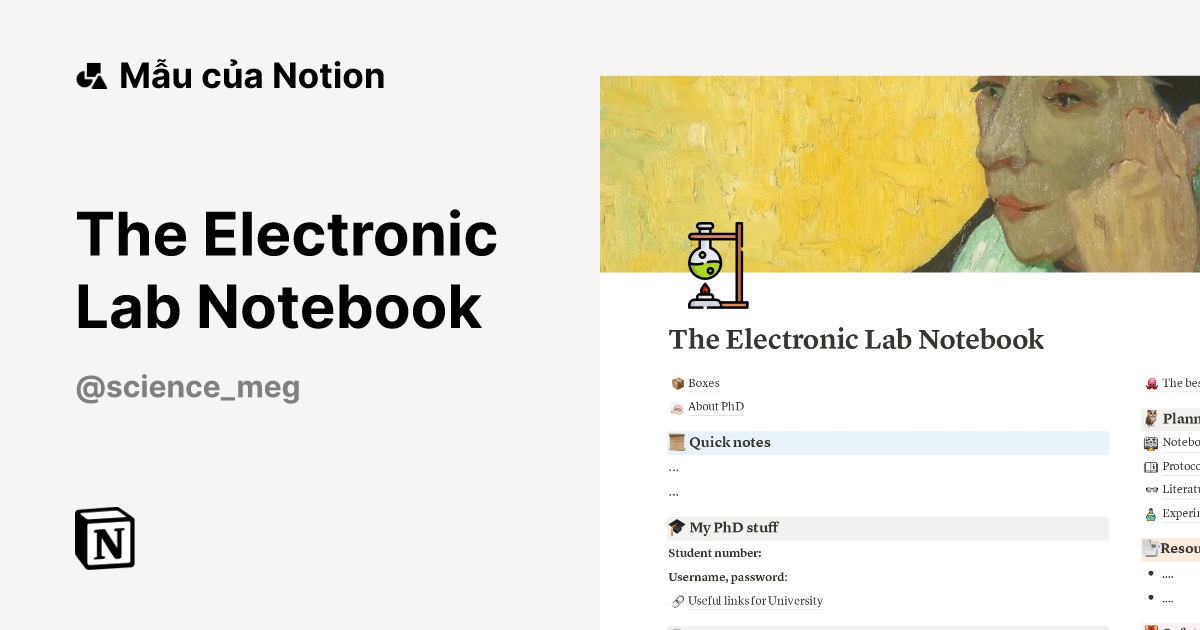Mẫu The Electronic Lab Notebook | Thị trường Notion