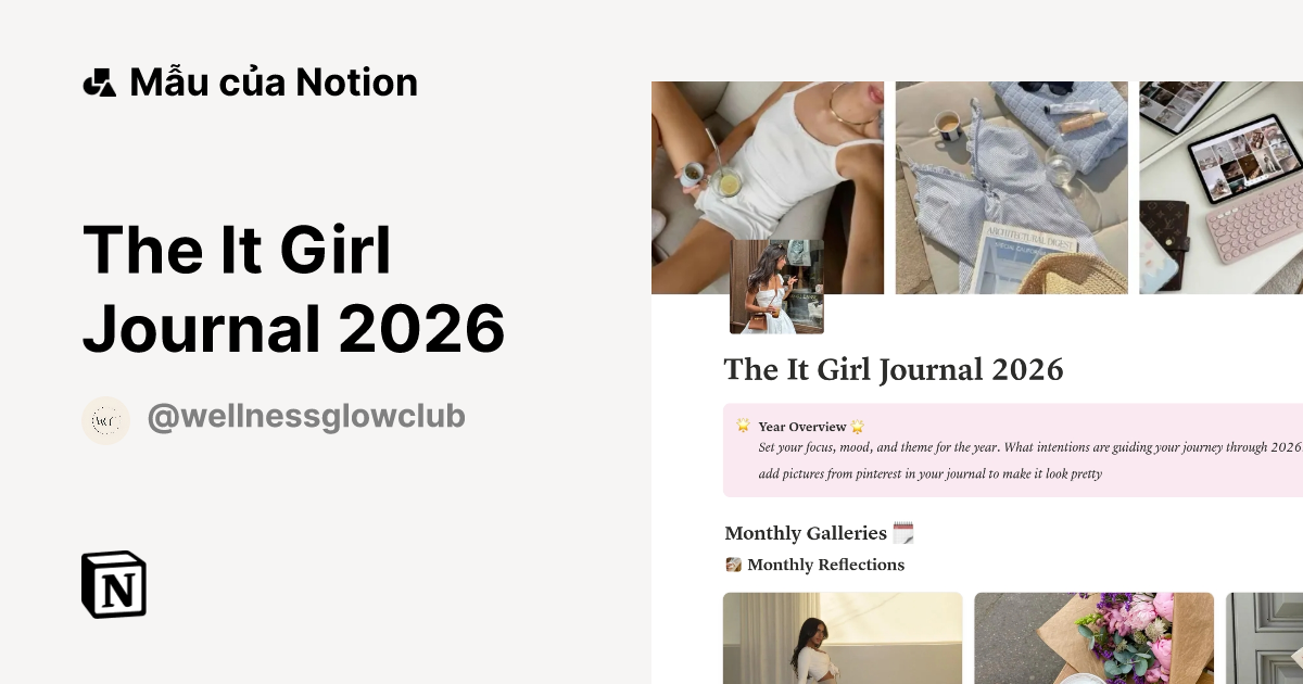 Mẫu The It Girl Journal 2026 | Thị trường Notion