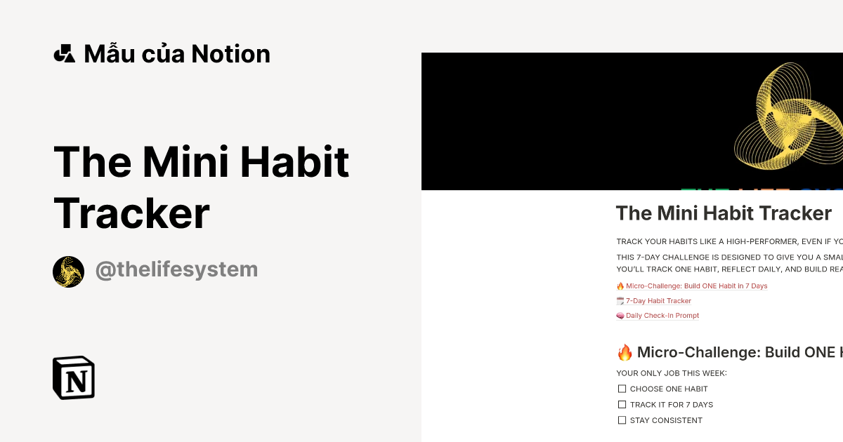 Mẫu The Mini Habit Tracker | Thị trường Notion