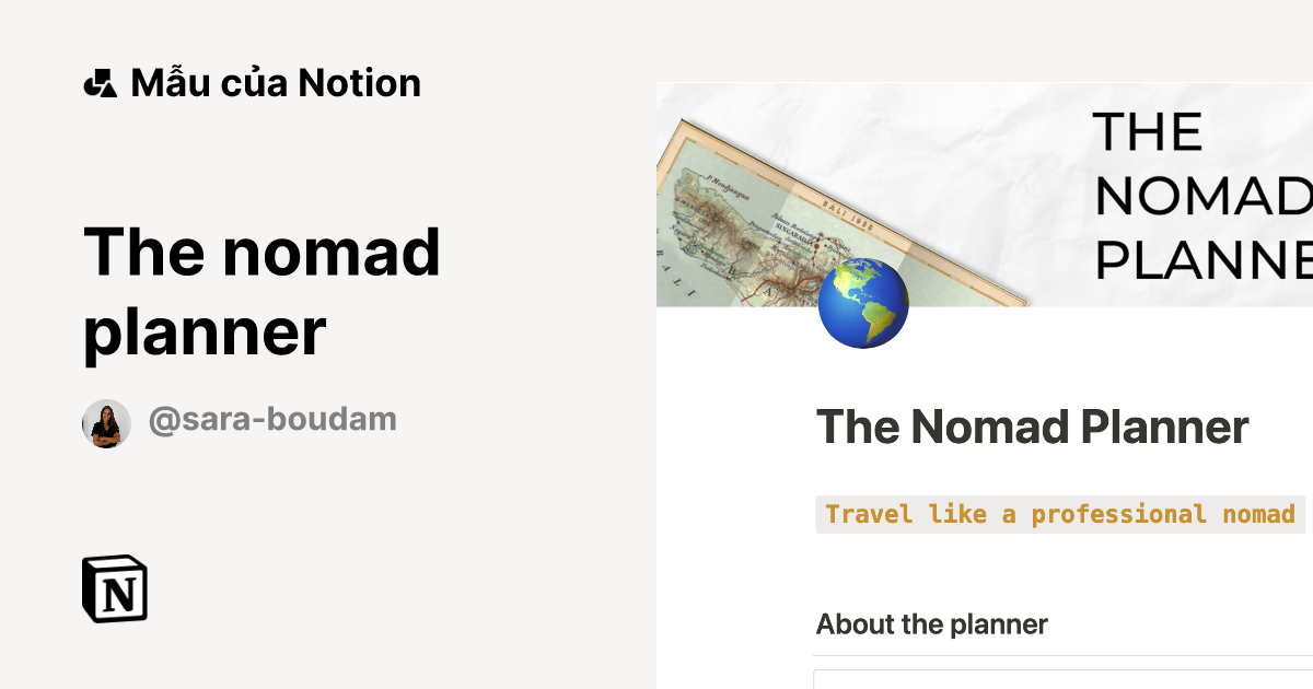 The nomad planner Mẫu do Sara Boudam tạo | Thị trường Notion